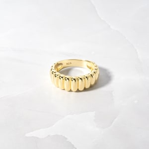 Statement Ring, Gold Ring, Fluted Ring, Minimalist Ring, Ribbed Ring ...