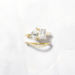 Toi Et Moi Ring and Matching Band Set, Promise Ring, Engagement Ring ...