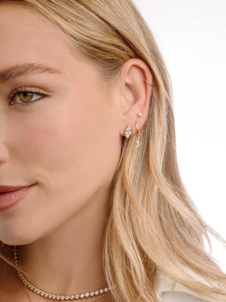 Marquise Bezel Stud Earrings by Sami Jewels, Statement Earrings, Stud ...