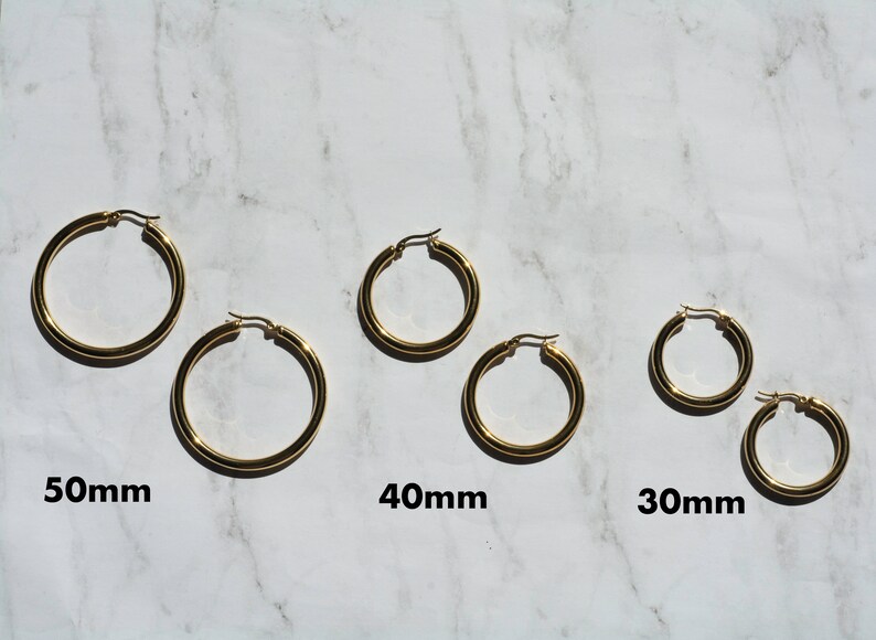40mm Gold Hoop Earrings Large Hoop Earrings Tube Hoop Earrings - Etsy