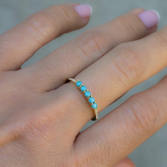 Dainty Turquoise Ring Turquoise Stacking Ring Delicate Turquoise Ring Gold Turquoise Ring Sterling Silver Turquoise Ring Gift for Her Etsy