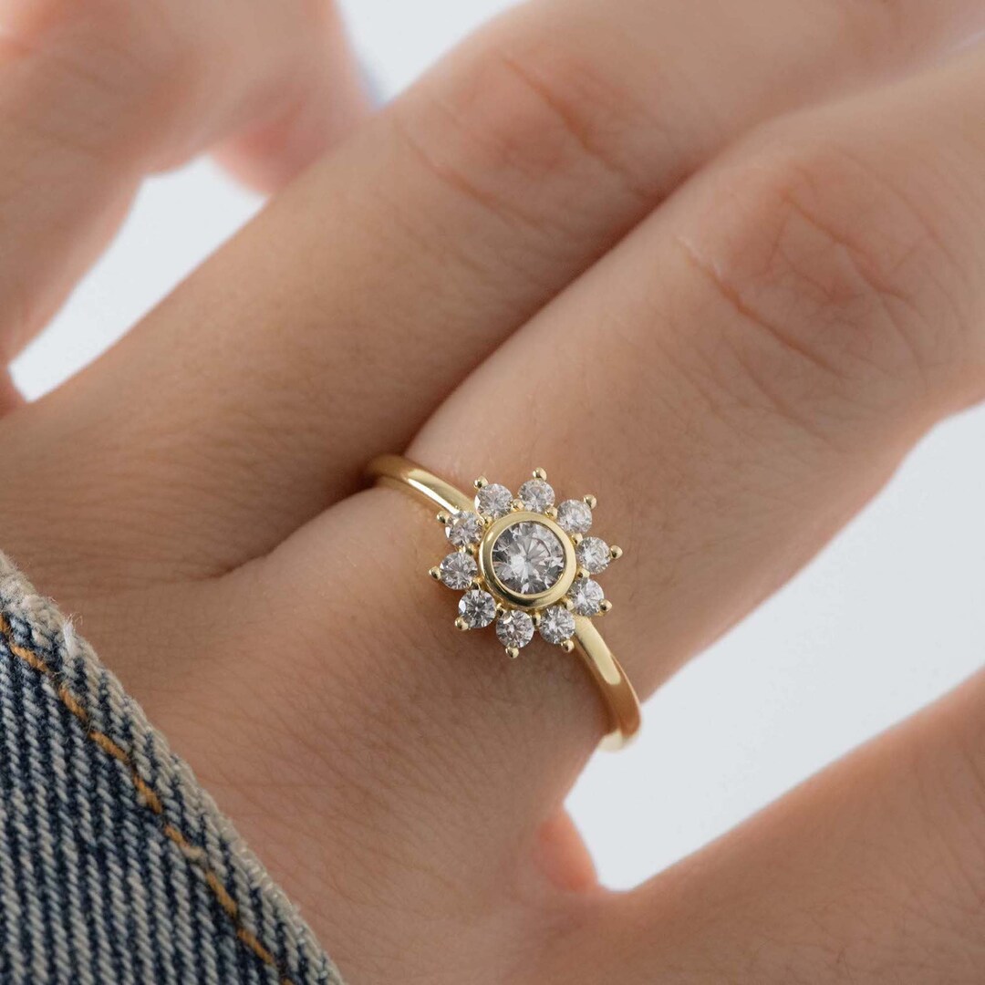 Flower Statement Ring, Dainty Ring, Stacking Ring, Gift for Her ...