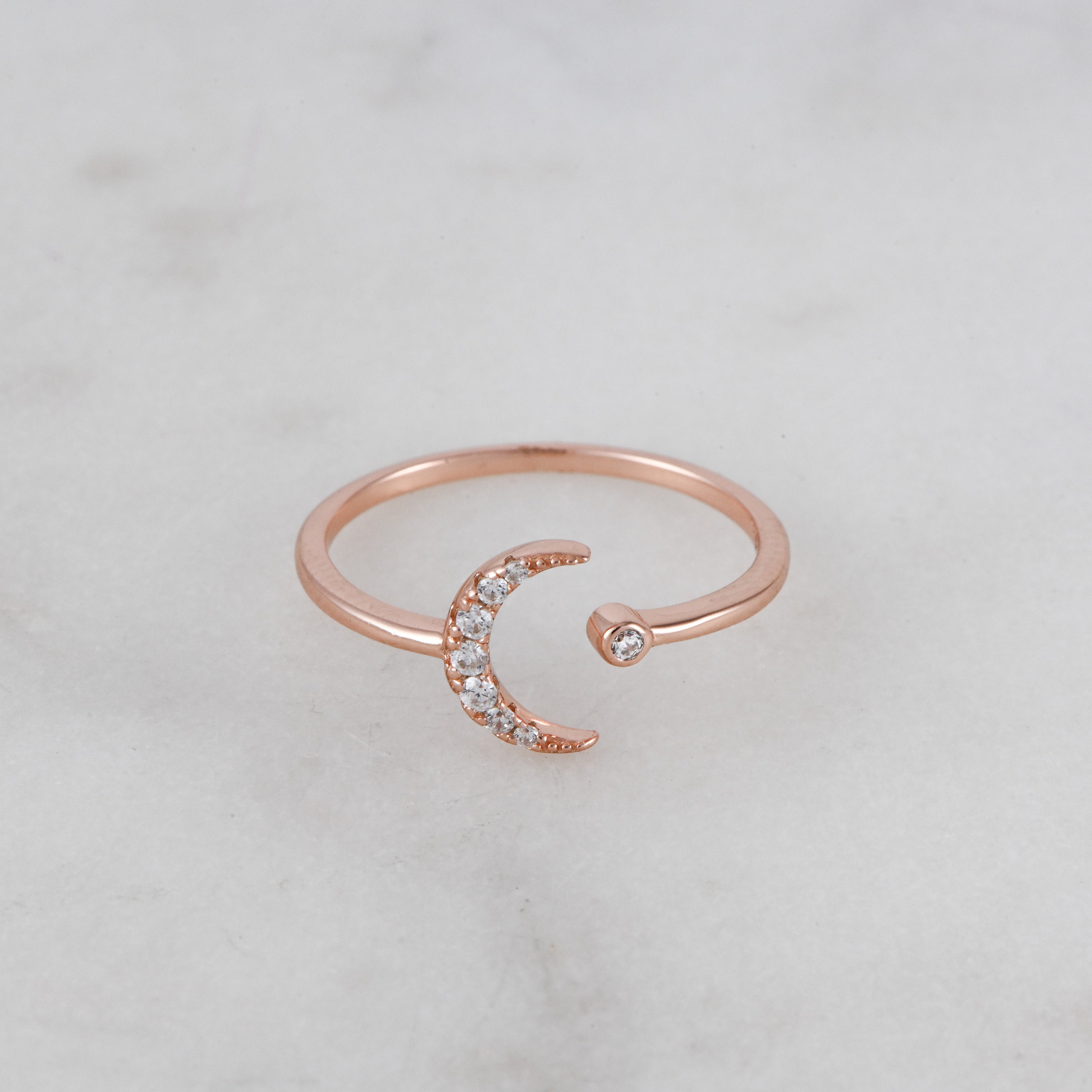 Crescent Moon Ring Dainty Moon Ring Adjustable Ring | Etsy