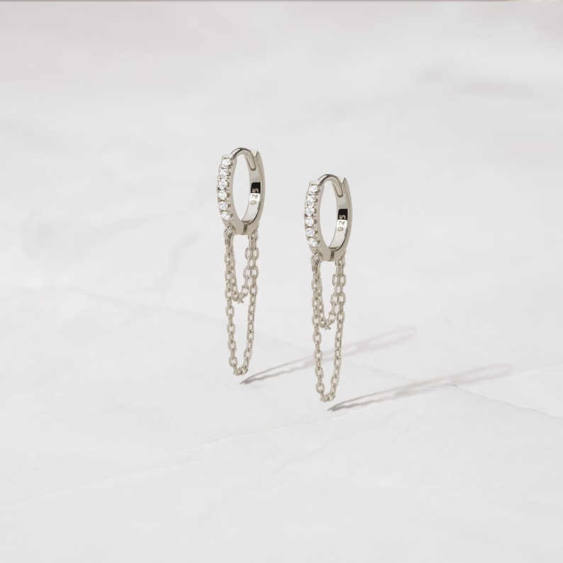 Chain Huggies, Chain Drop Earrings, Chain Small Hoops, Huggie Earrings ...