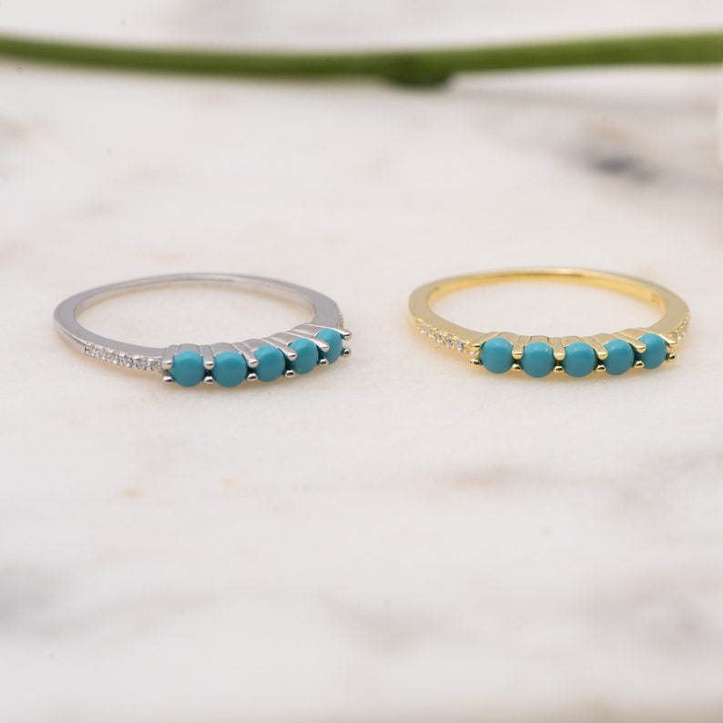 Dainty Turquoise Ring Turquoise Stacking Ring Delicate - Etsy
