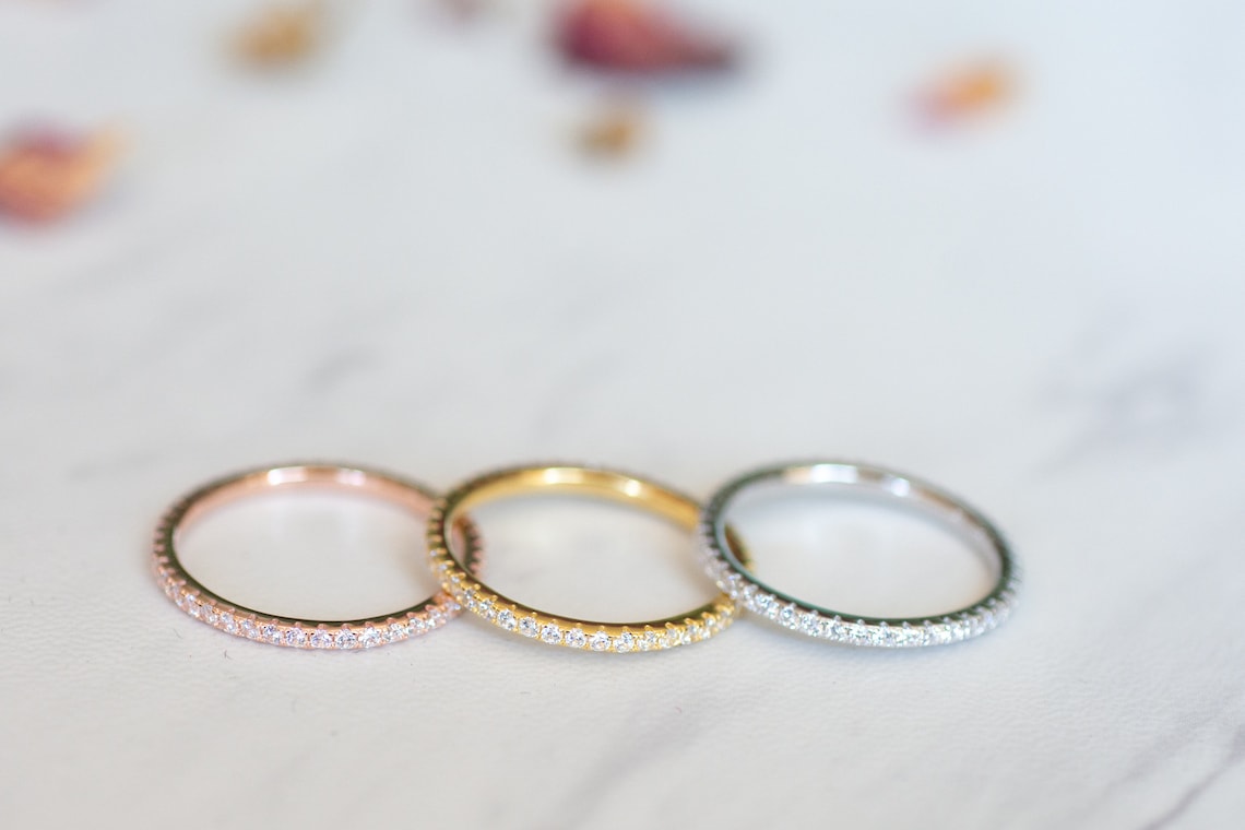 Dainty Stacking Ring Gold Minimalist Ring CZ Ring Simple - Etsy
