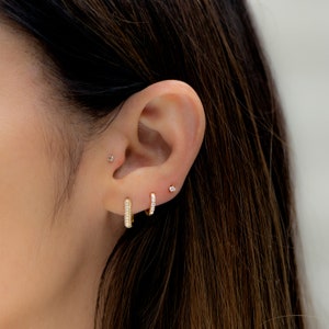 Rectangle Earrings, Huggie Earrings, Gold Hoop Earrings, Small Gold ...