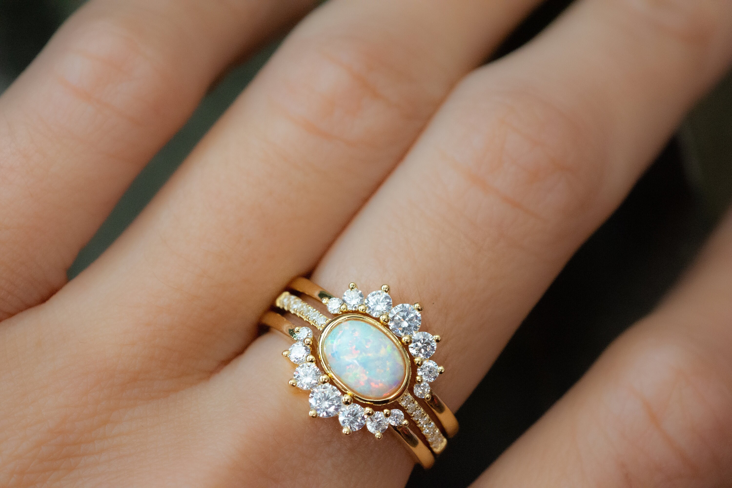 Handmade lucky tree opal ring store