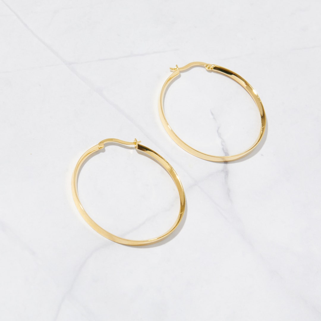 40mm, Hoop Earrings, Gold Hoop Earrings, Large Hoop Earrings, Silver ...
