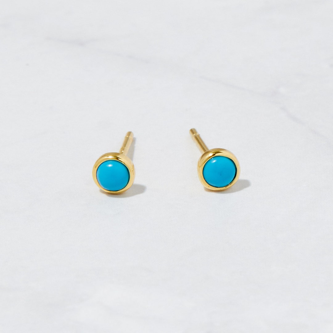 Turquoise Stud Earrings, Turquoise Earrings, Tiny Stud Earrings ...