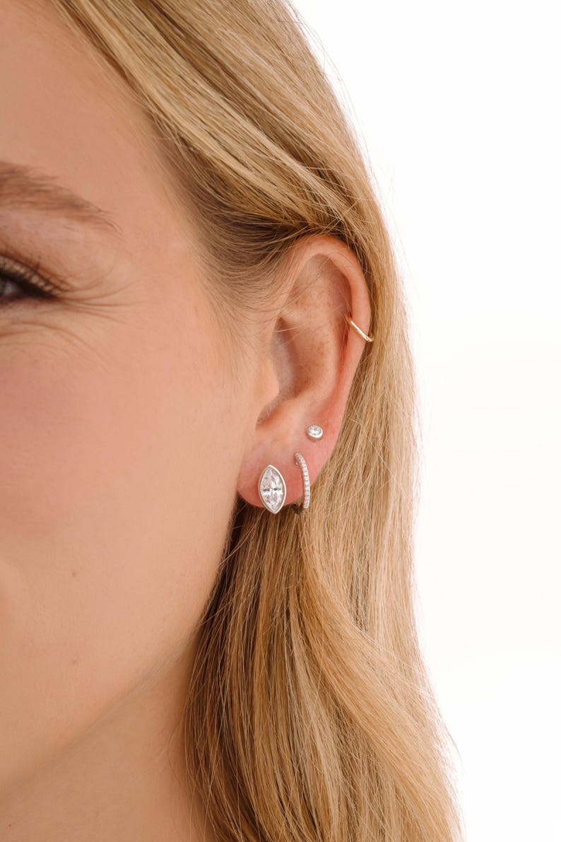 Marquise Bezel Stud Earrings by Sami Jewels, Statement Earrings, Stud ...