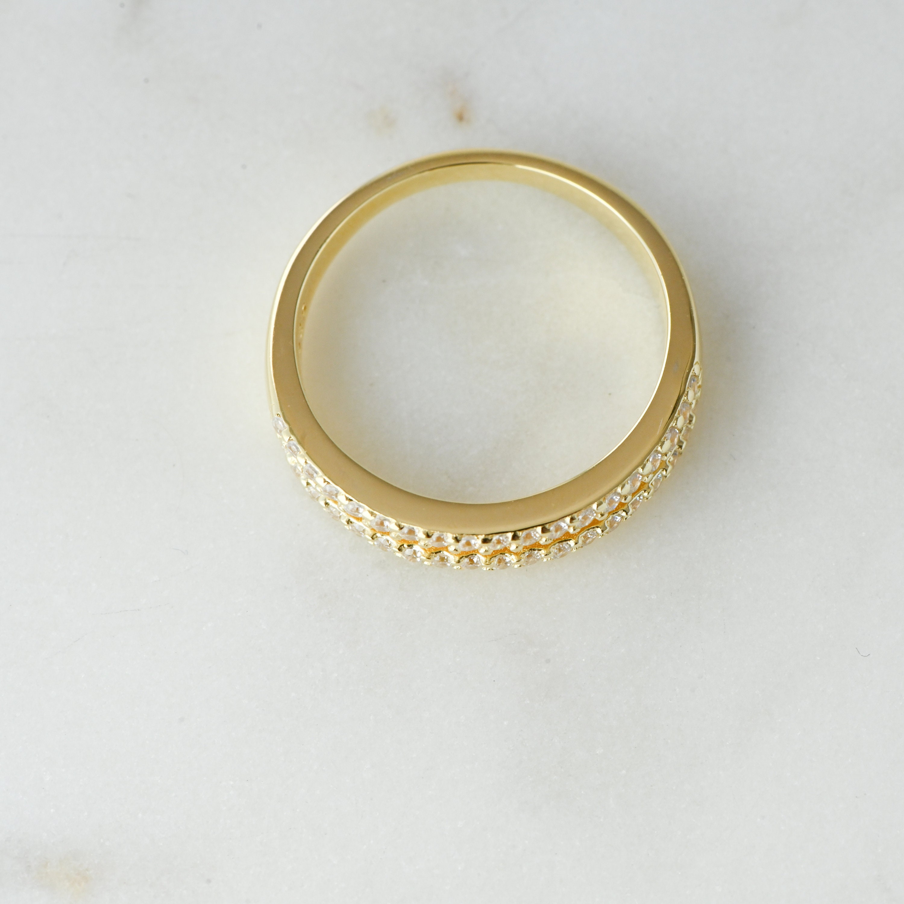 Double Band Ring, Stacking Ring, Diamond Ring, Gold Minimalist Ring ...