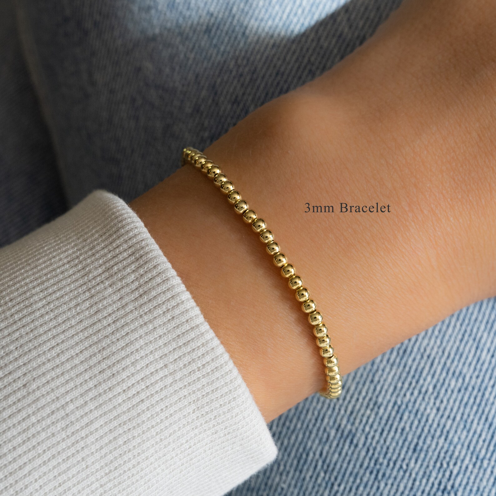 Beaded Bracelet Gold Bead Bracelet Gold Elastic Bead - Etsy