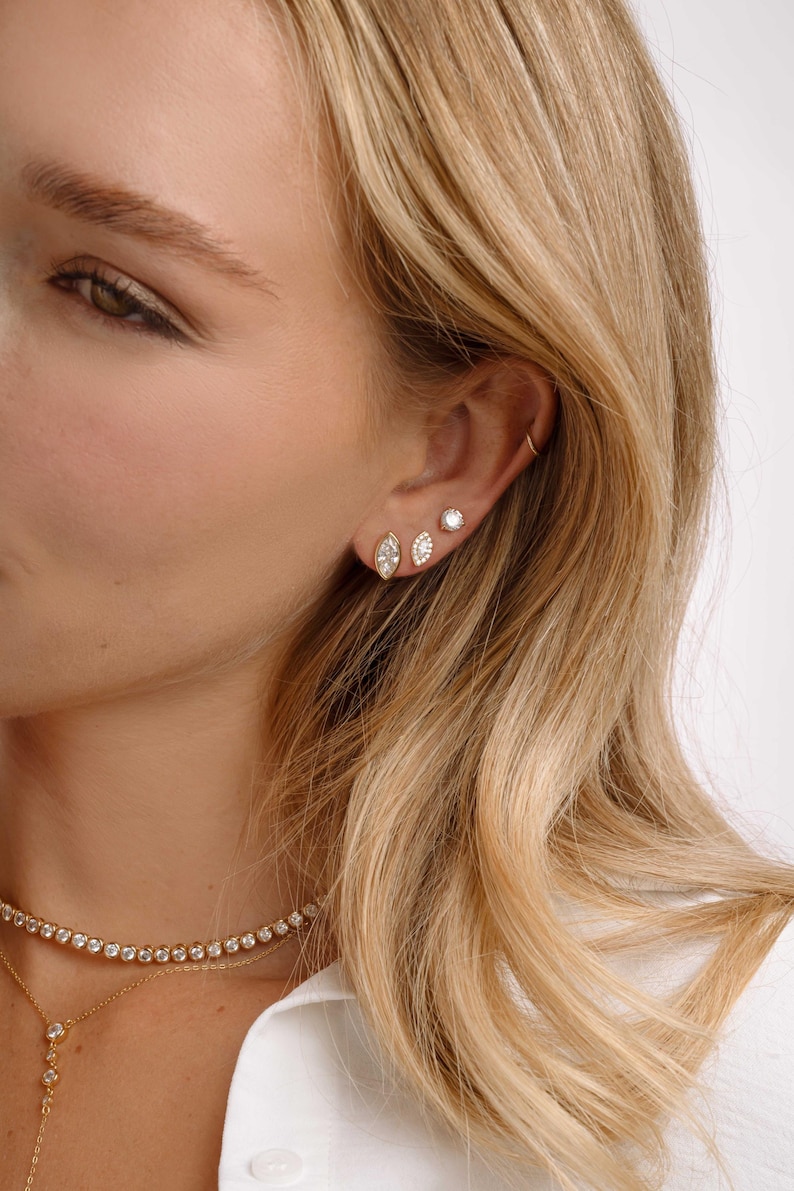 Marquise Bezel Stud Earrings by Sami Jewels, Statement Earrings, Stud ...