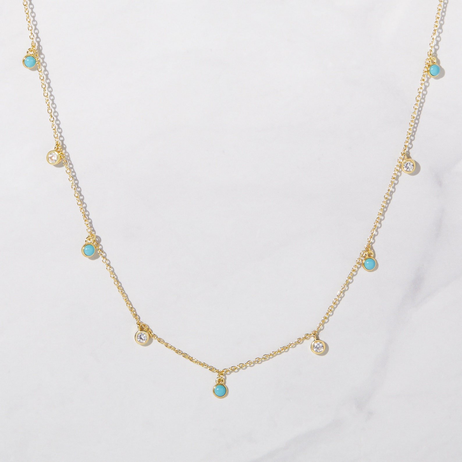 Turquoise Necklace Turquoise Charm Necklace Turquoise Jewelry Dangling ...