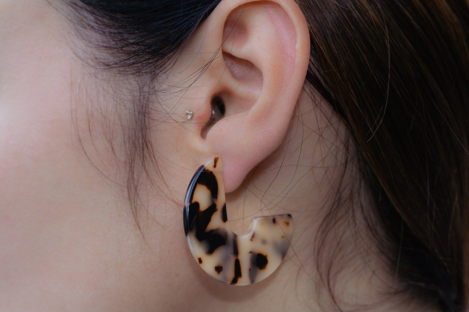 Tortoise Hoop Earrings Tortoise Earrings Acetate Earrings - Etsy