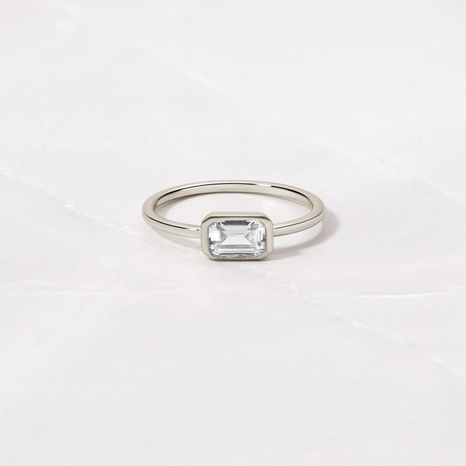 Baguette Ring, Rectangle Ring, Bezel Set Ring, Bezel Set Engagement ...