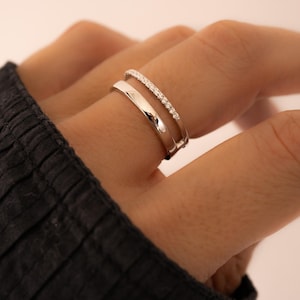 Double Band Ring, Dainty Ring, Wedding Band, Stacking Ring, Minimalist ...
