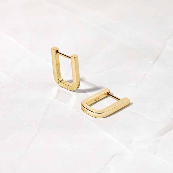 Square Gold Earrings - Etsy