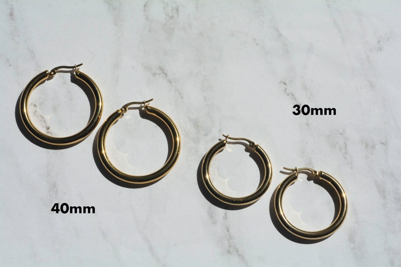 40mm Gold Hoop Earrings Large Hoop Earrings Tube Hoop Earrings - Etsy