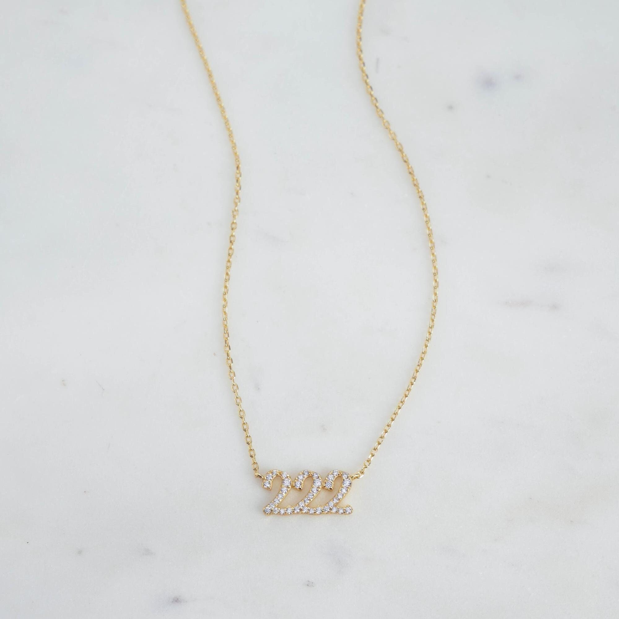 222 Necklace, Angel Number Necklace, Dainty Necklace, Gold Necklace ...