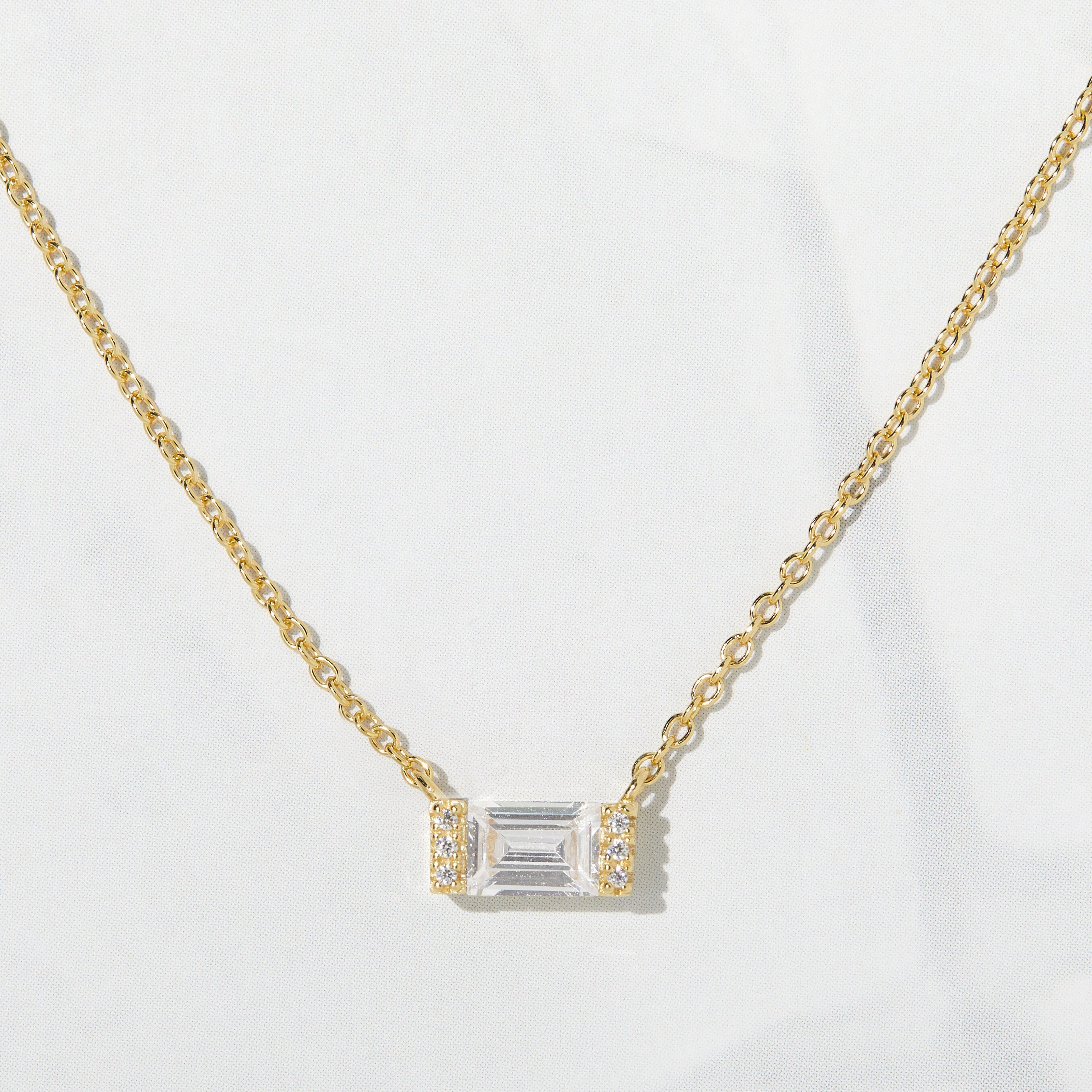 Baguette Necklace Diamond Necklace Gift for Her Baguette - Etsy