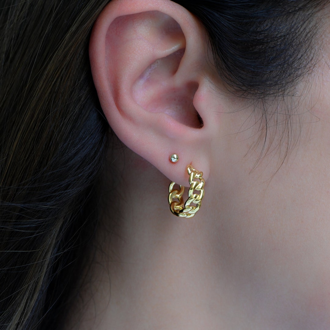 Chain Hoop Earrings, Gold Hoop Earrings, Hoop Earrings, Chain Earrings ...