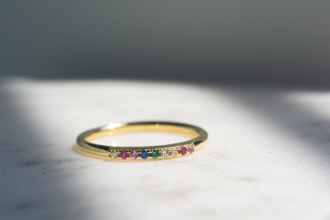Rainbow Ring, Dainty Ring, Stackable Ring, Rainbow Jewelry, Stackable ...