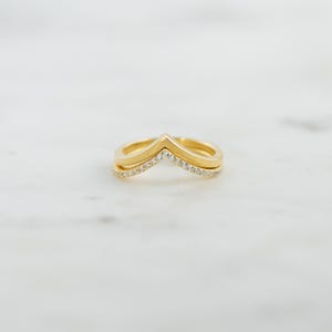 V Ring Set, Stacking Ring, Chevron Ring, Minimalist Ring, Wedding Band ...