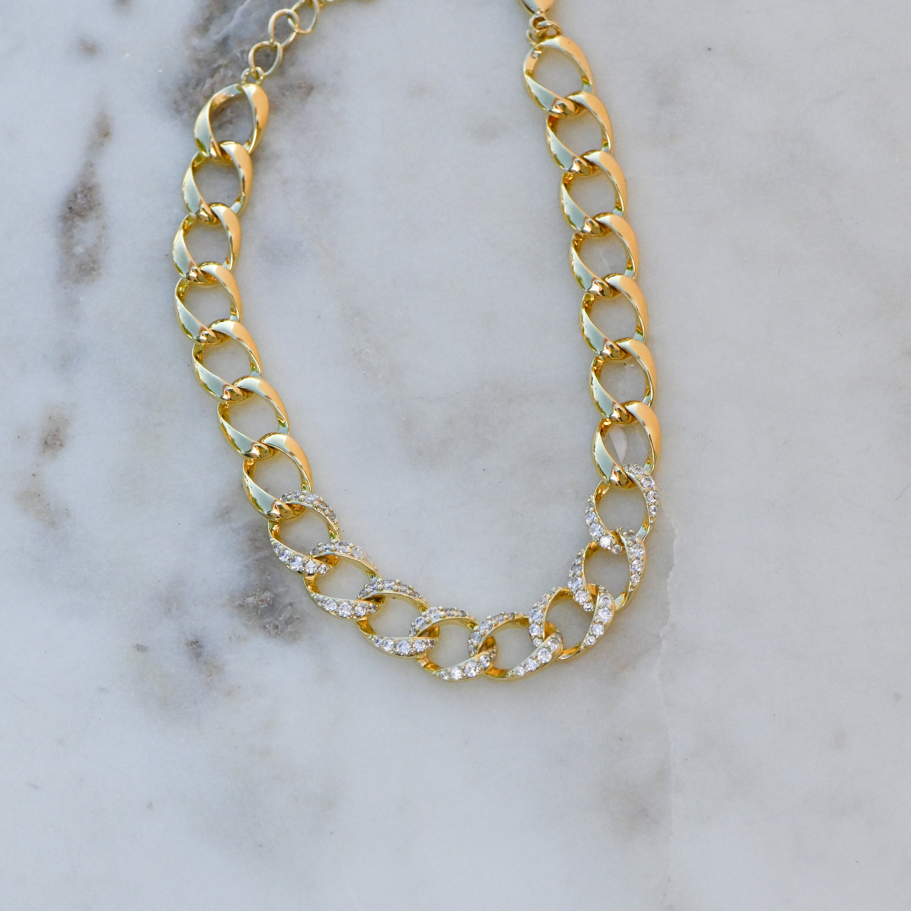 Chain Bracelet Cuban Link Bracelet Pave Cuban Link Curb - Etsy