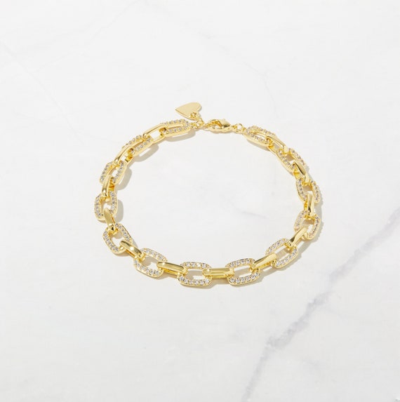 Pave Link Bracelet Diamond Bracelet Chain Chain Link - Etsy