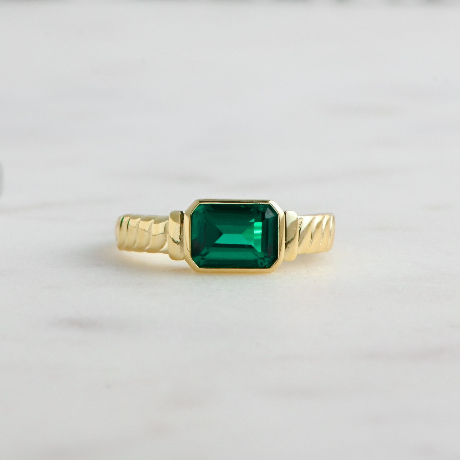Emerald Ring, Gold Emerald Statement Ring, Simple Emerald Ring ...