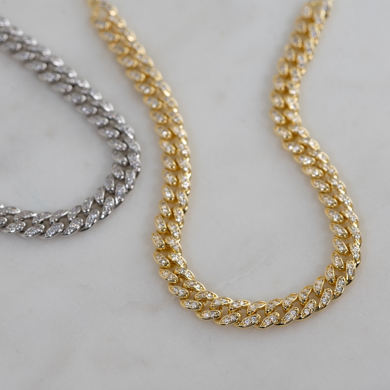 Chain Bracelet Cuban Link Bracelet Pave Cuban Link Curb - Etsy