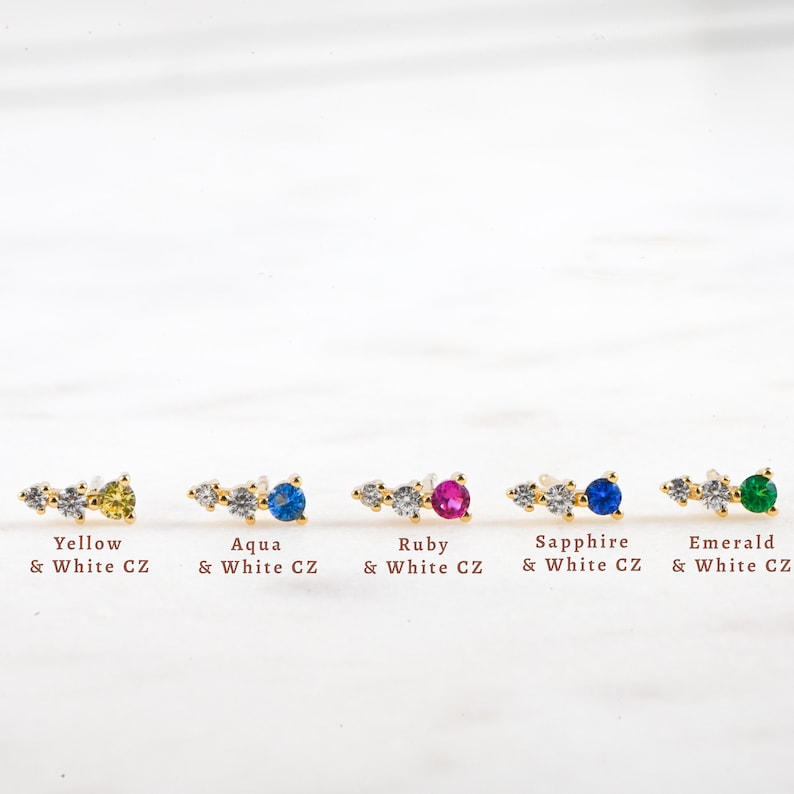 Ear Climber, CZ Earrings, Aquamarine Birthstone, Studs, Ear Crawler ...