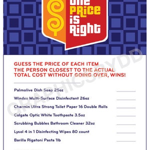 Price is Right Printable Game - Etsy