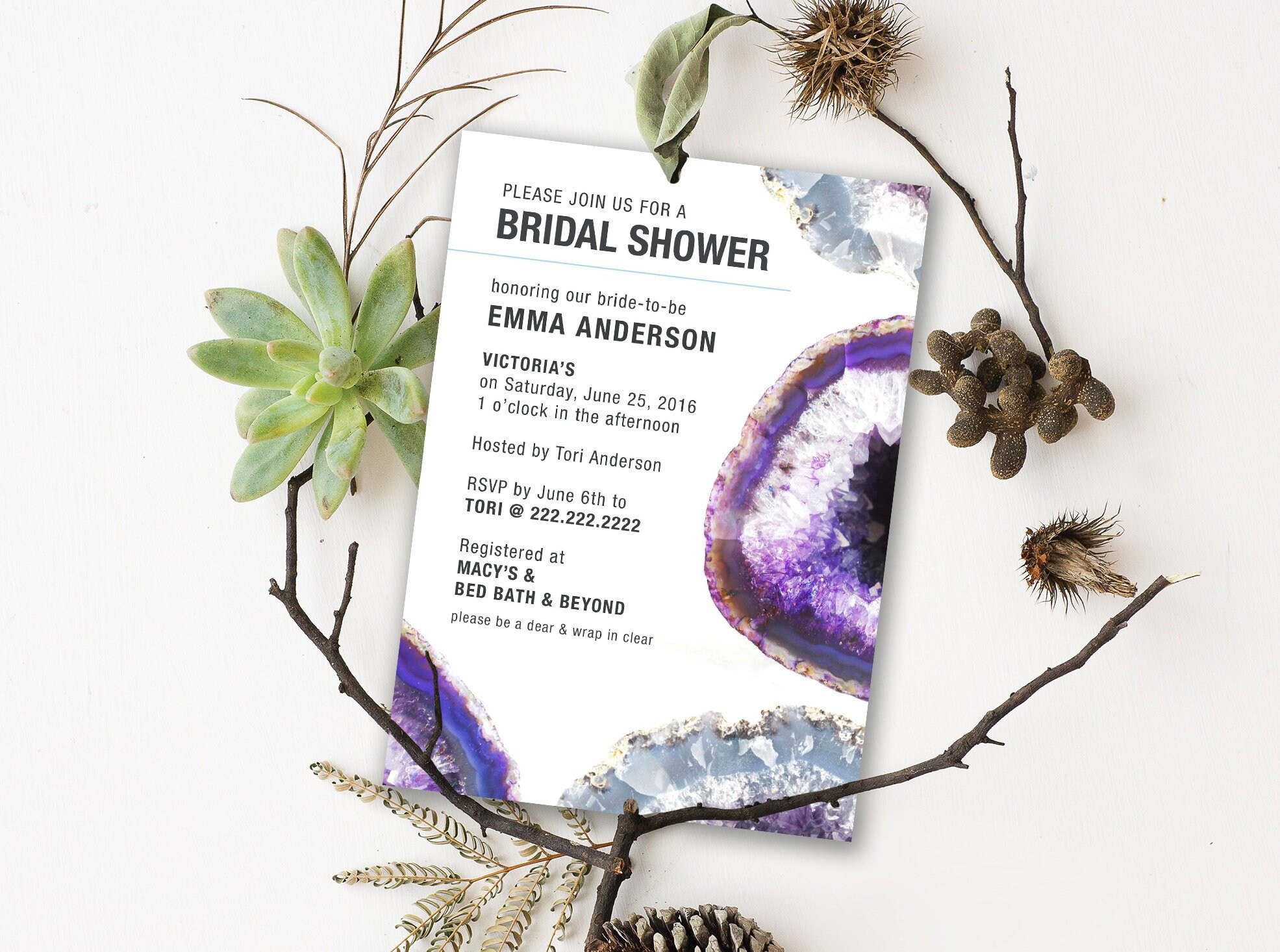 Purple Geode Bridal Shower Invite - Etsy