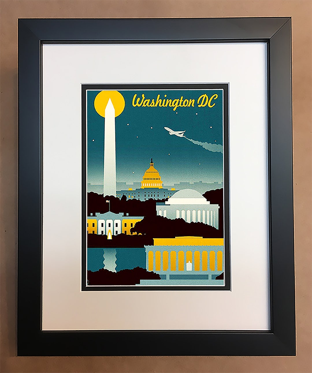 Washington DC Travel Poster Professionally Framed, Matted 8x10. - Etsy