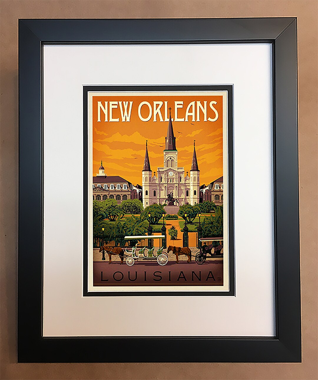 New Orleans Travel Poster Professionally Framed, Matted 8x10. - Etsy