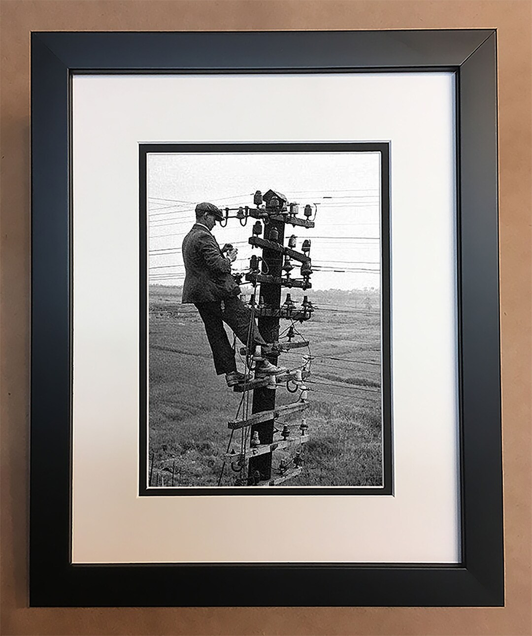 Vintage Electrical Lineman B&W Photo Professionally Framed, Matted 8x10 ...