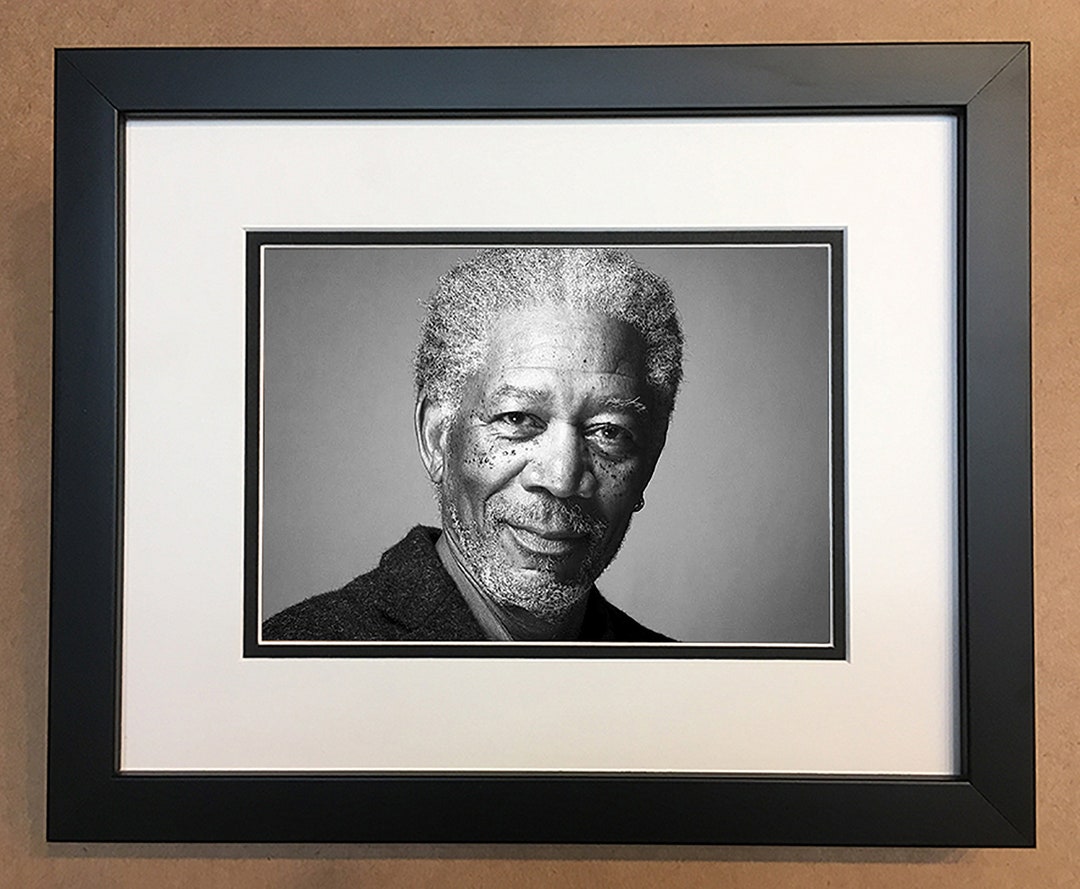 Morgan Freeman Black and White Photo Professionally Framed, Matted 10x8 ...