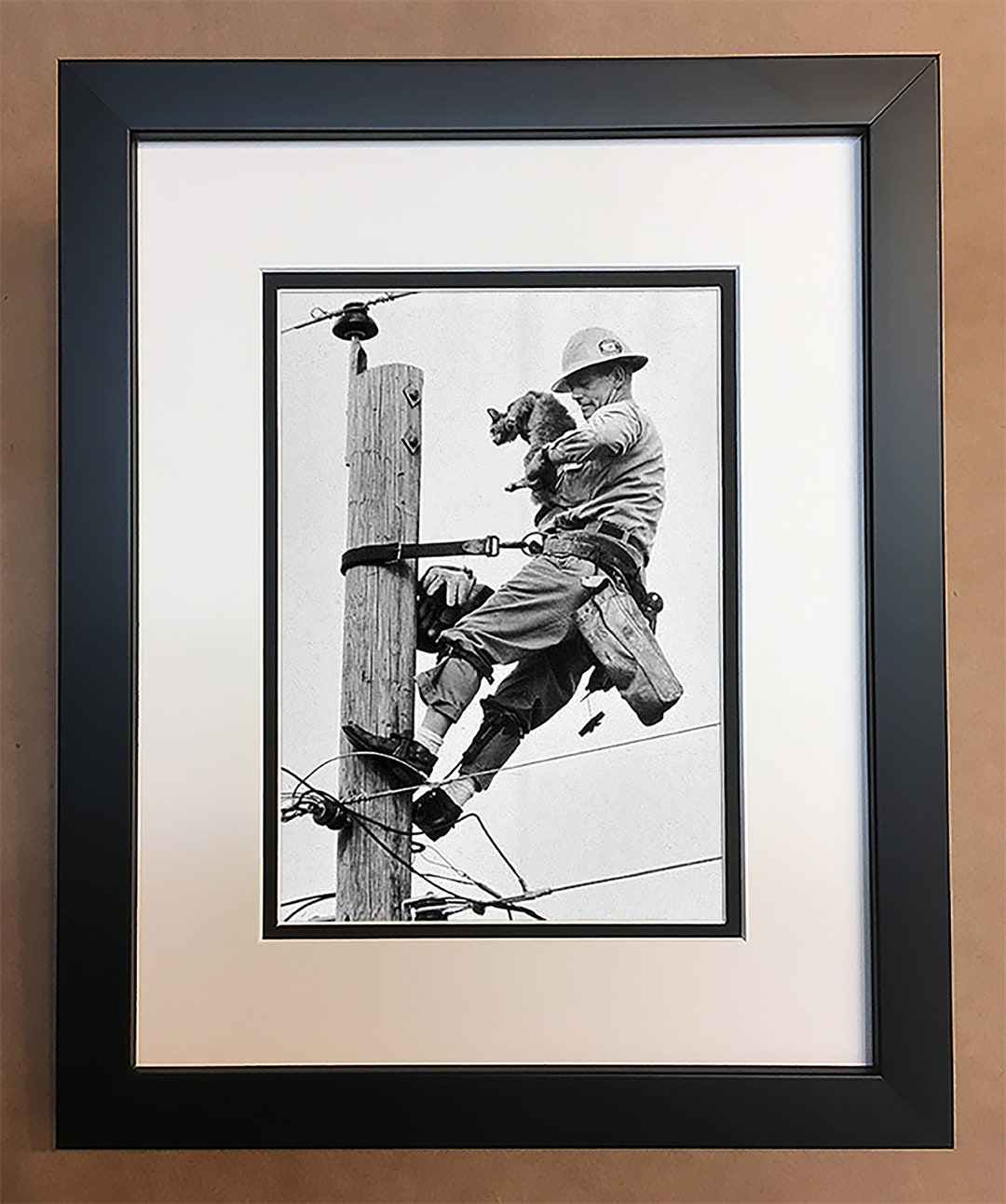 Vintage Electrical Lineman B&W Photo Professionally Framed, Matted 8x10 ...
