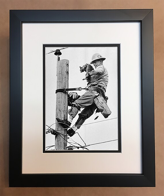 Vintage Electrical Lineman B&W Photo Professionally Framed | Etsy