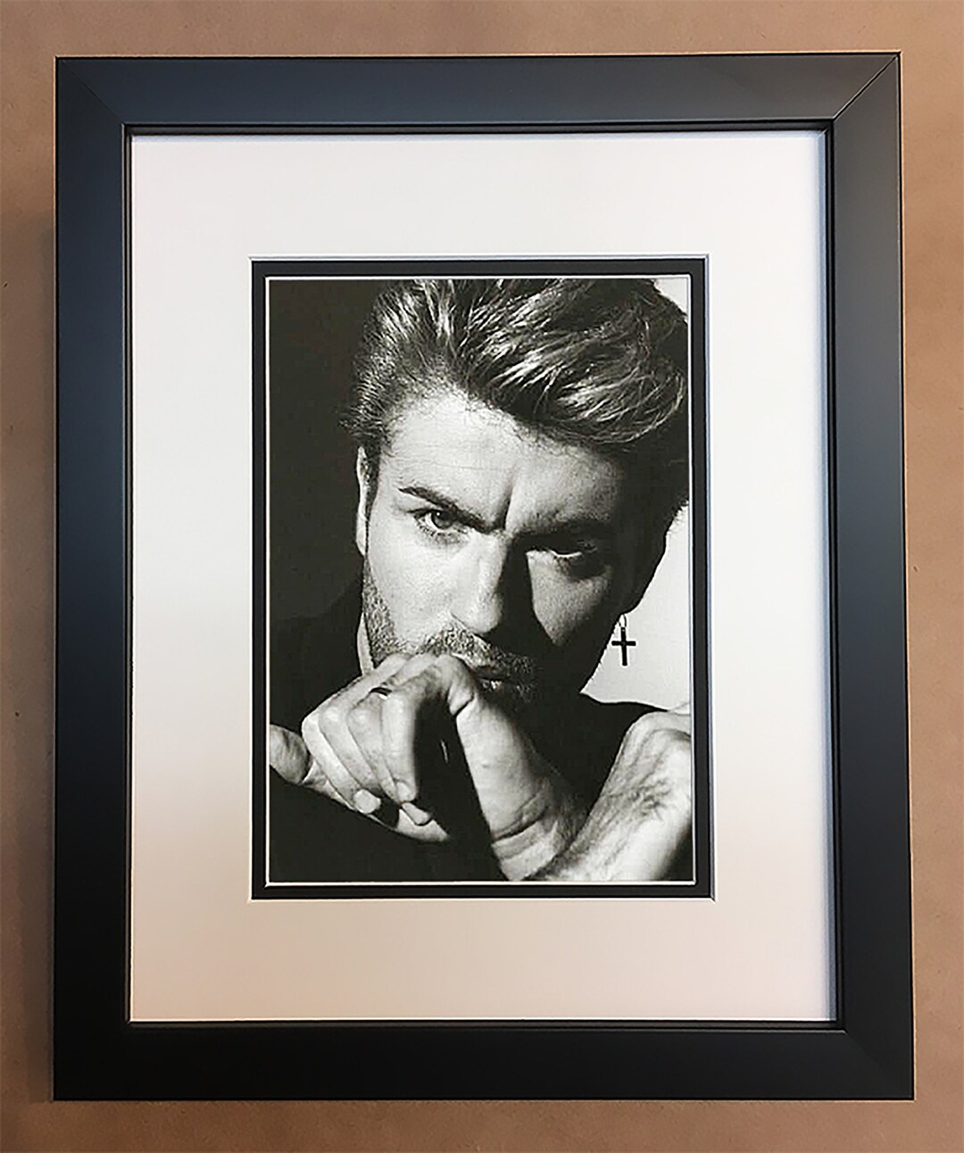 George Michael Black and White Photo Professionally Framed, Matted 10x8 ...