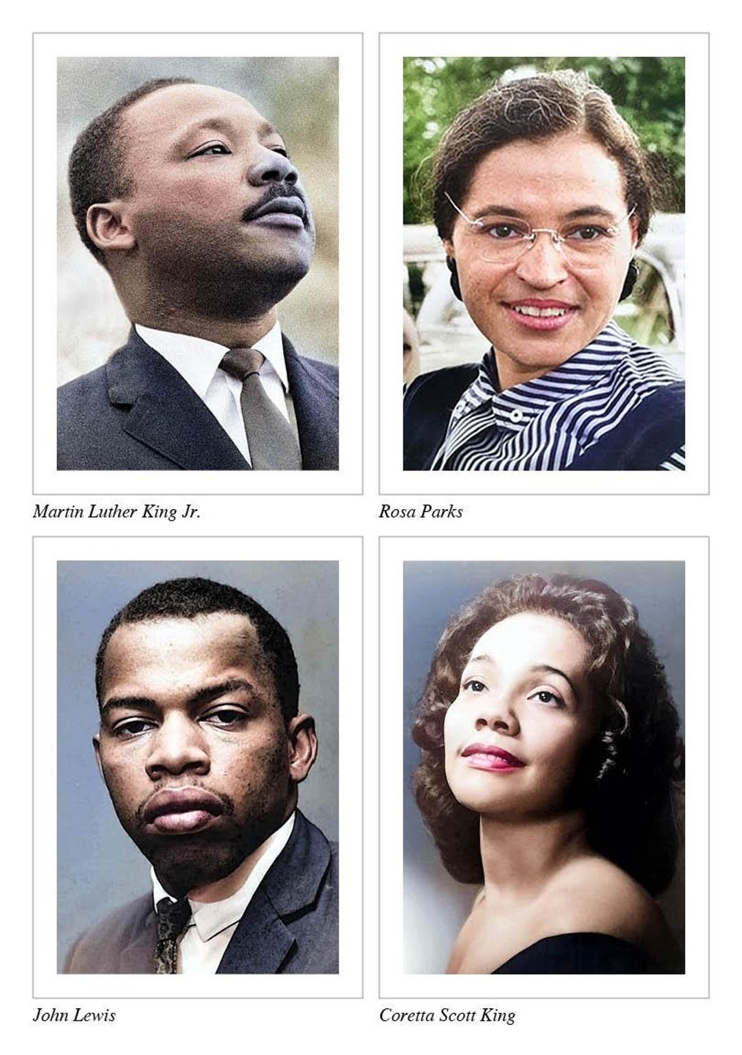 Set of Four Colorized Photo Notecards Vintage, Civil Rights, Celebrity ...