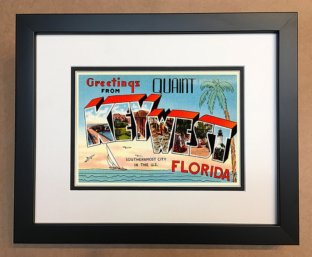 Key West Postcard Professionally Framed, Matted 10x8. - Etsy
