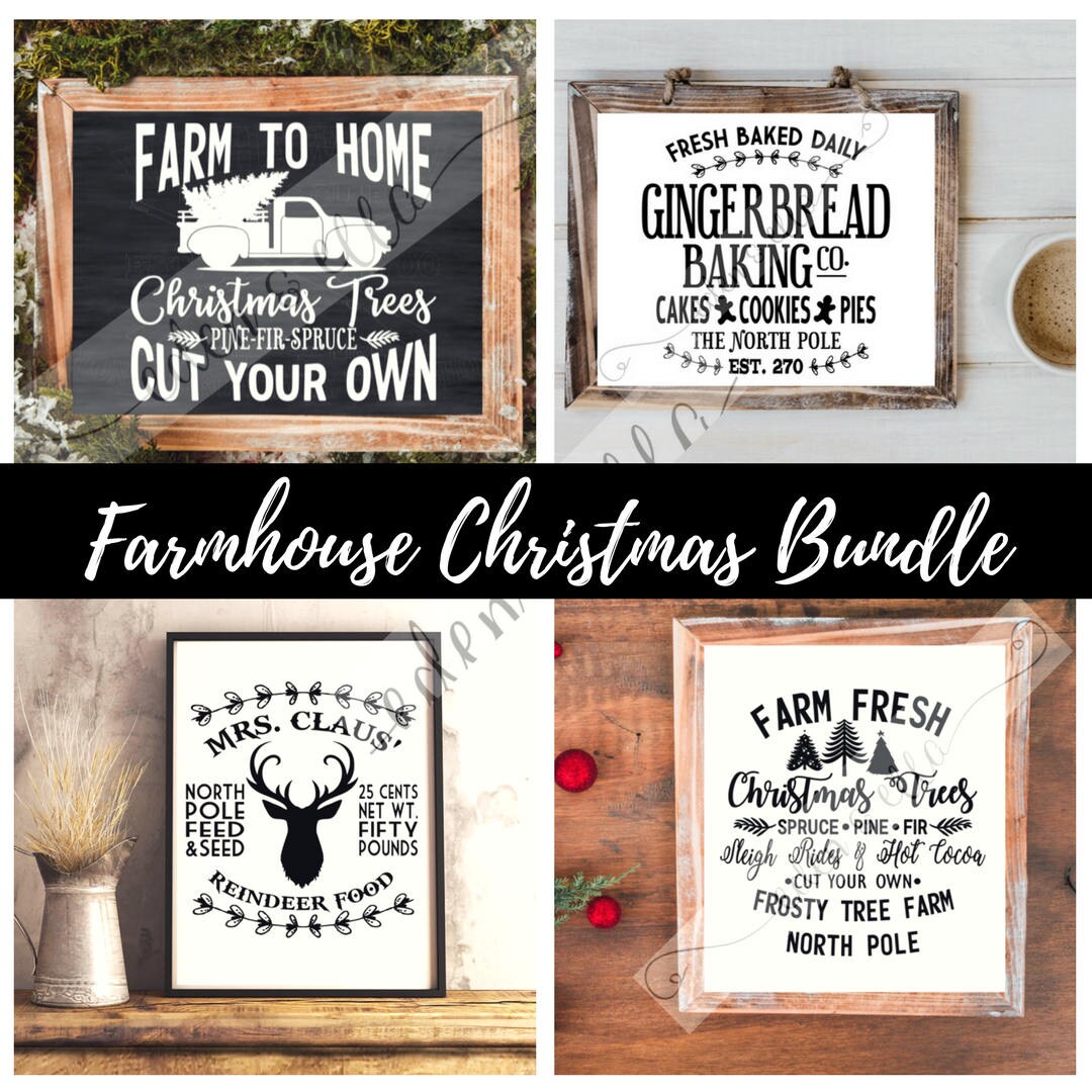 FARMHOUSE CHRISTMAS BUNDLE Instant Digital Download | 4 Different ...