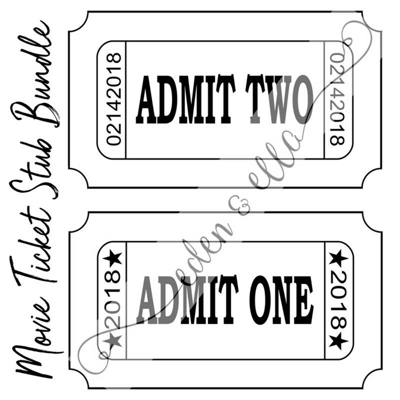 ADMIT TWO Movie Ticket Stub Decal Instant Digital Download - Etsy