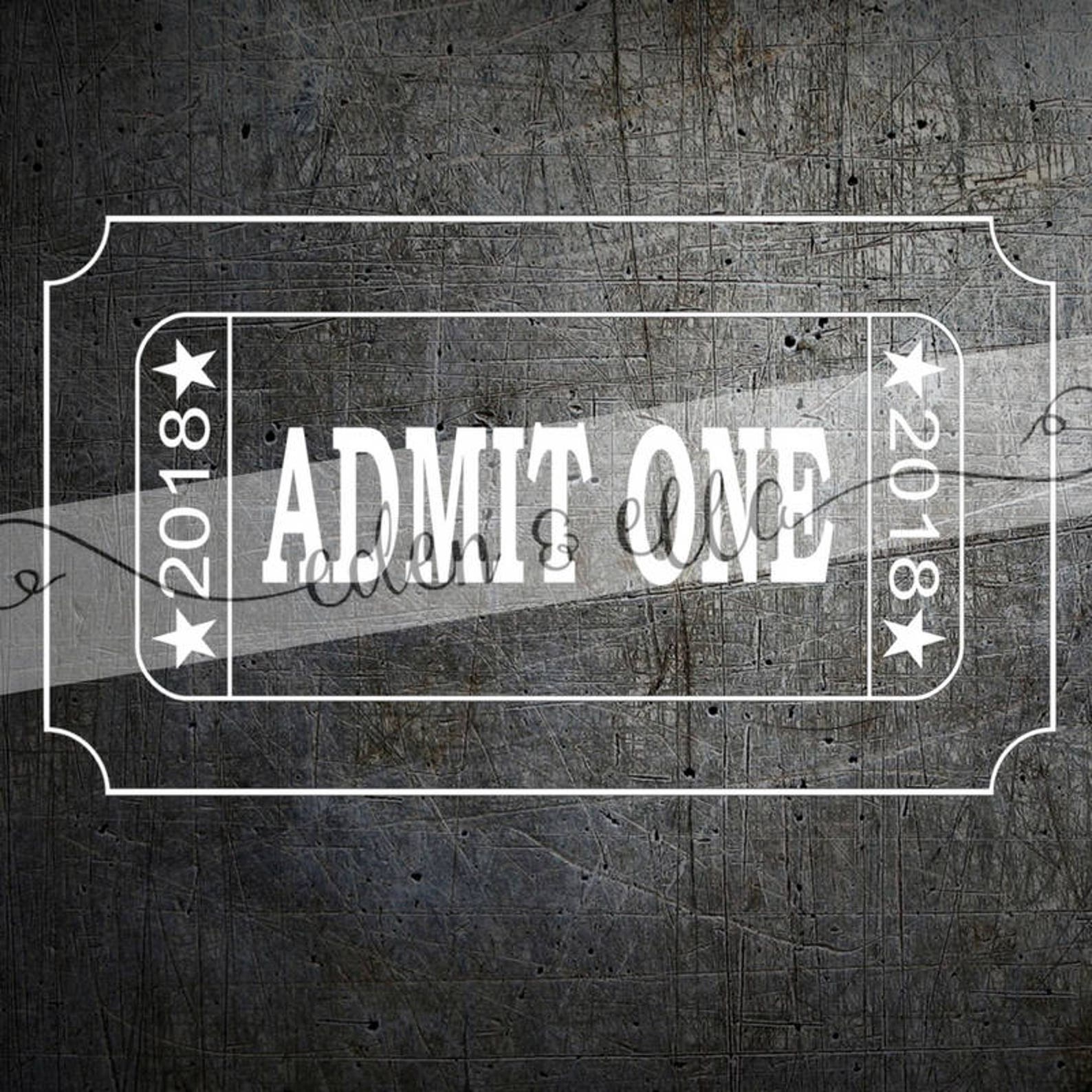 ADMIT TWO Movie Ticket Stub Decal | Instant Digital Download | 2 ...