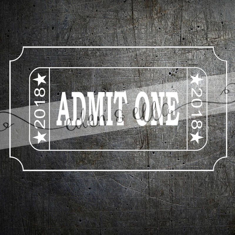ADMIT TWO Movie Ticket Stub Decal Instant Digital Download - Etsy