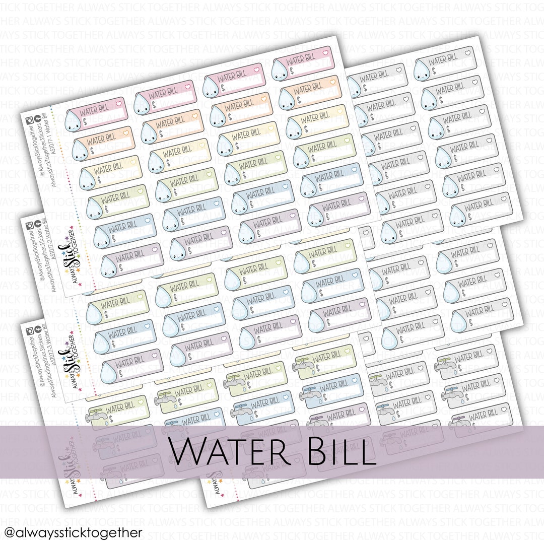 WATER BILL Stickers Perfect for Your Planner, Journal, or Scrapbook - Etsy